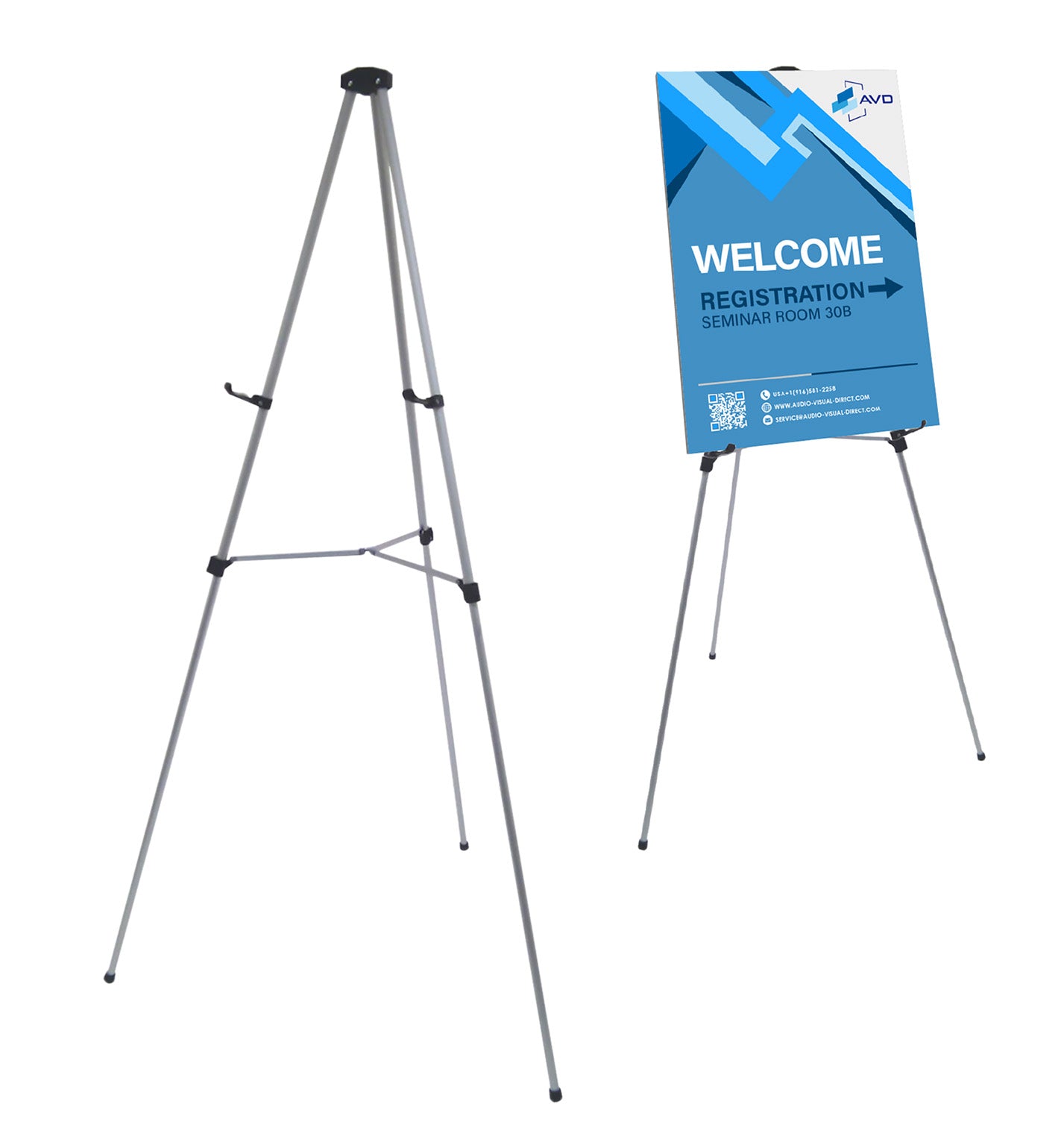 Audio-Visual Direct® | Sign Display Easels 70" - Black & Silver
