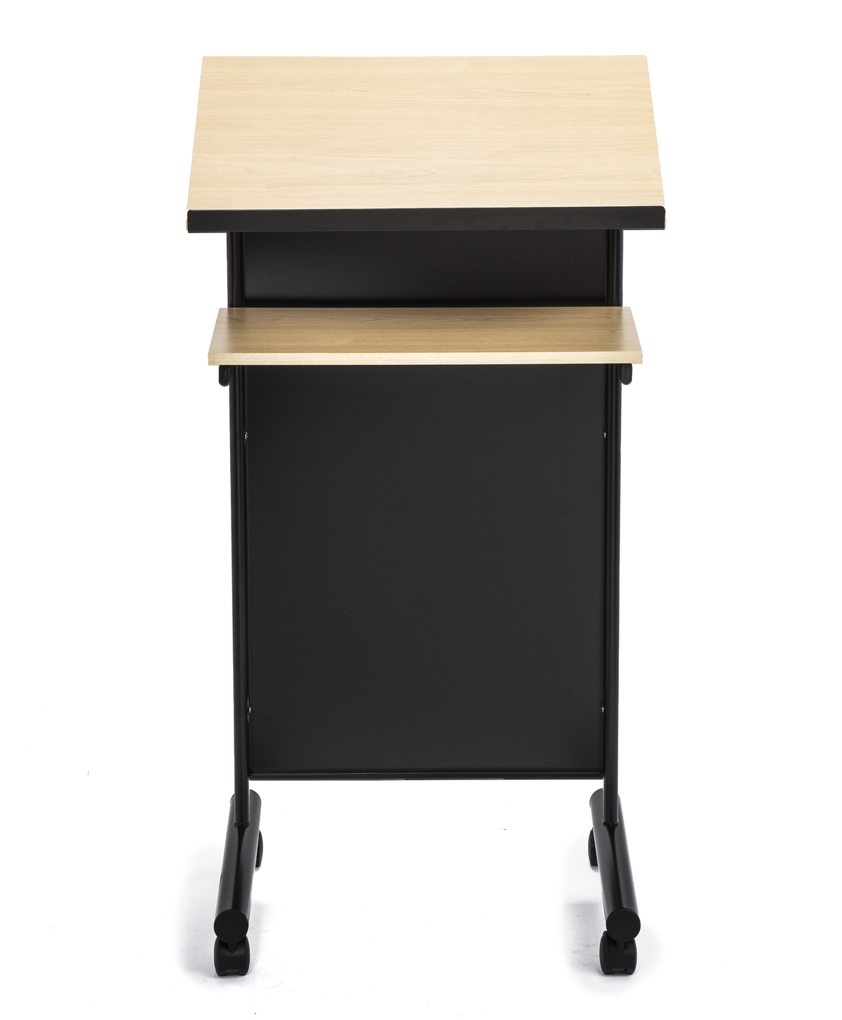 Wheeled Lectern with Storage Shelf | Portable Presentation Stand ...