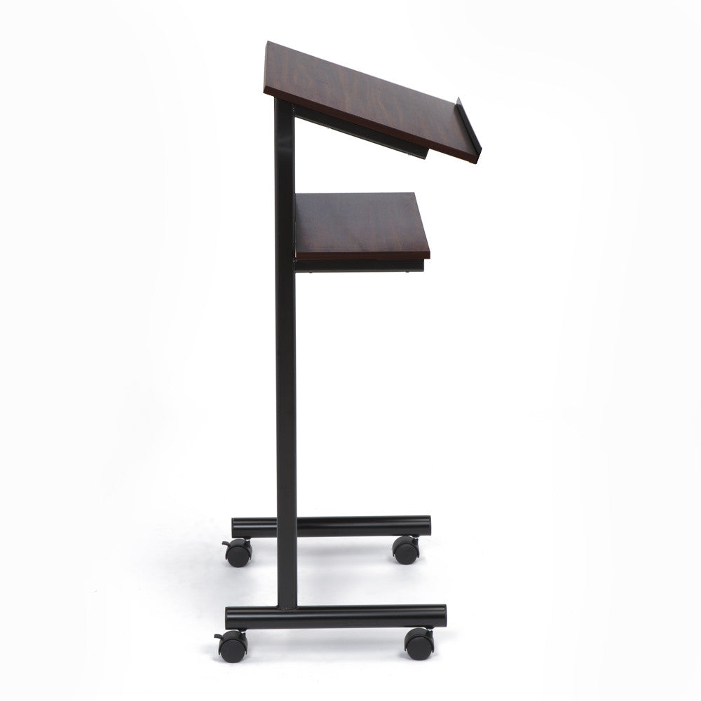 Wheeled Lectern with Storage Shelf | Portable Presentation Stand ...